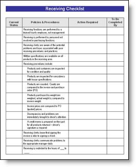 SYSTEM: Receiving Checklist