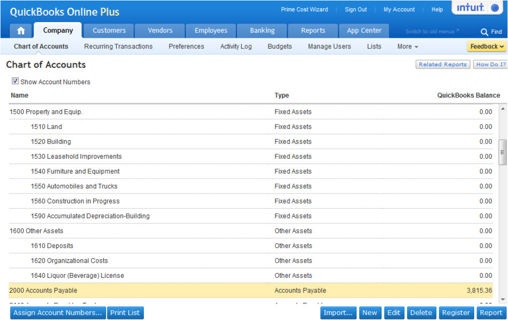 Restaurant Specific Chart Of Accounts For QuickBooks Online