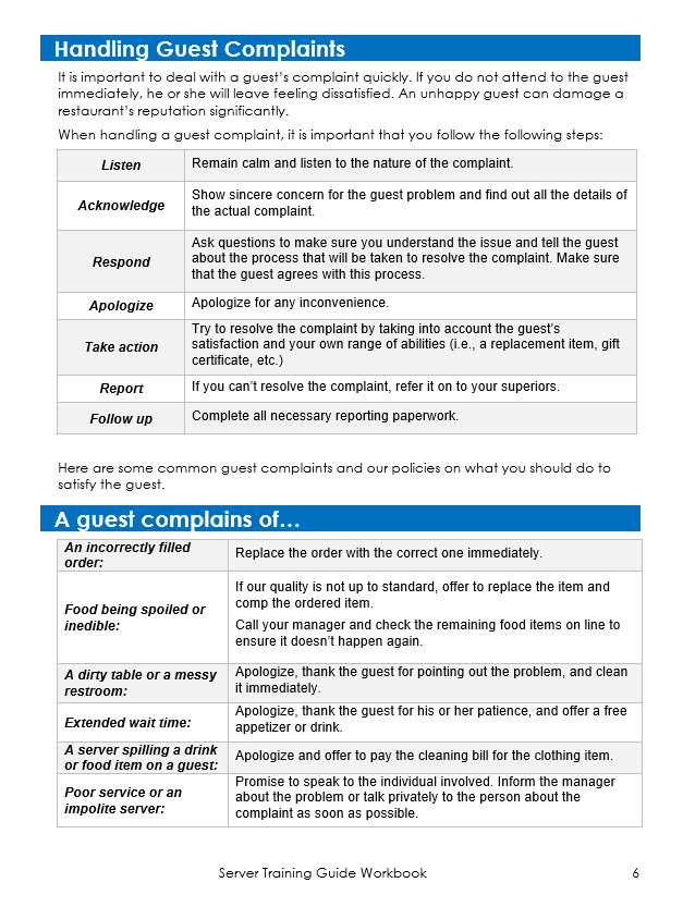 Server Training Guide Workbook | RestaurantOwner