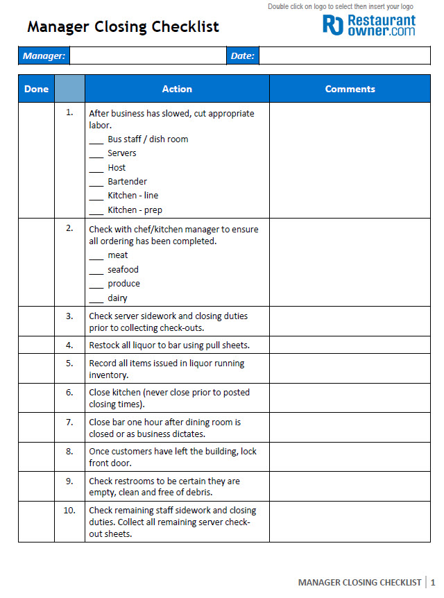 Download Our Customizable Restaurant Checklists | RestaurantOwner